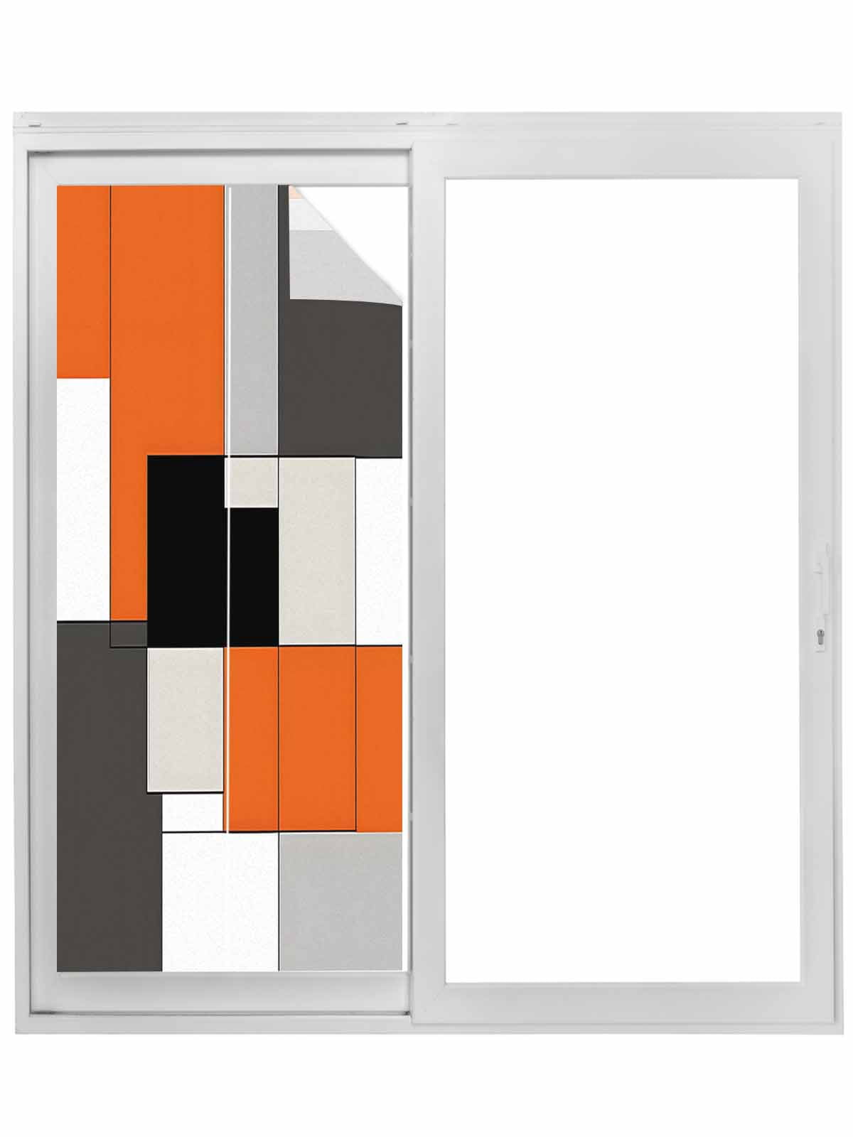Burnt Orange Black Window Privacy Film, Modern Abstract Geometric ...