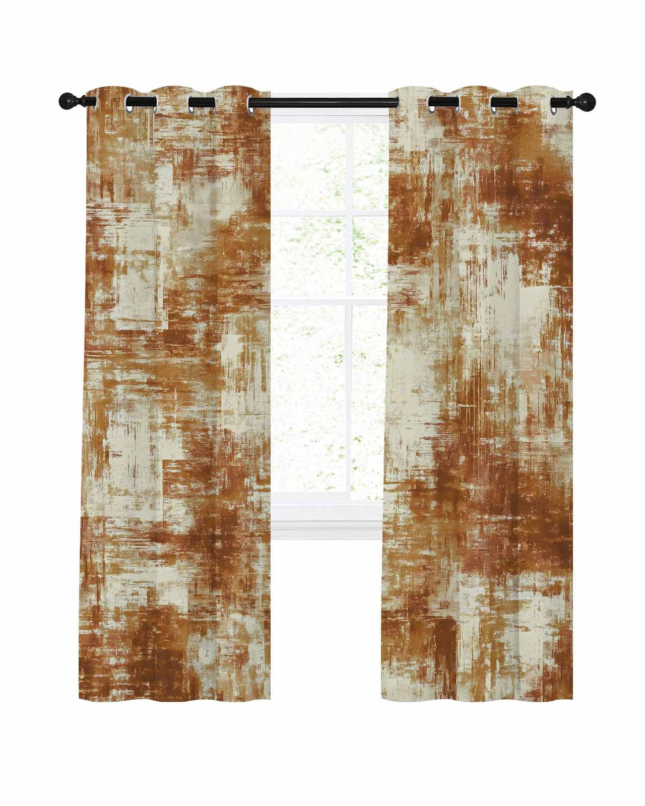 Burnt Orange Blackout Curtains 84 Inch Length Modern Abstract Gradient ...
