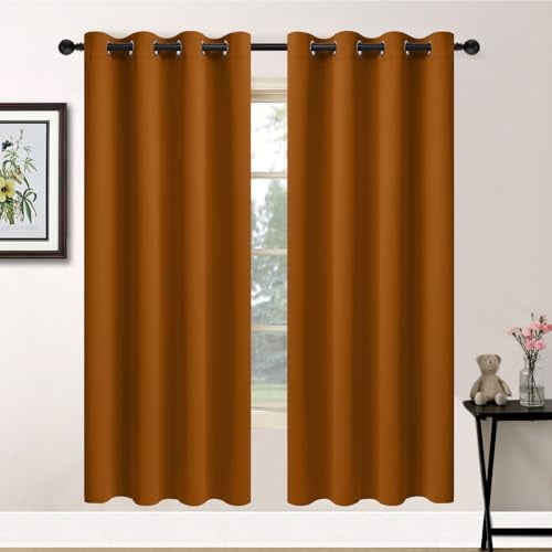 Burnt Orange Blackout Curtains-Room Darkening Orange Thermal Insulated ...
