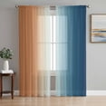 Burnt Orange Blue Ombre Sheer Curtains for Living Room Bedroom Abstract ...