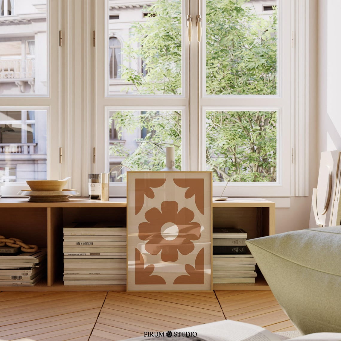 Burnt Orange Bohemian Printable Wall Decor, Abstract Floral Wall Art ...