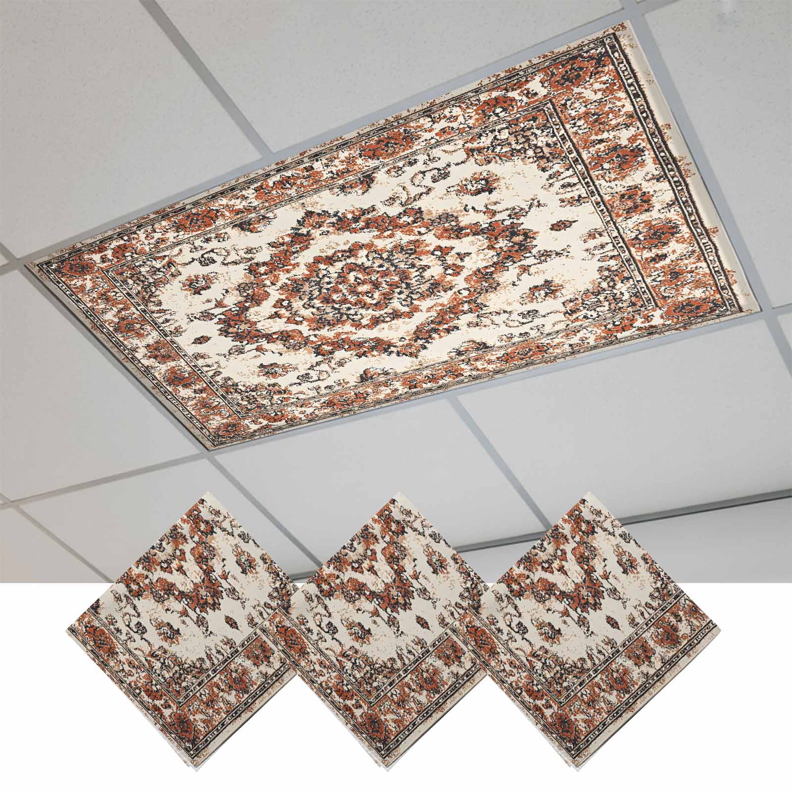 Burnt Orange Boho Magnetic Fluorescent Light Covers for Ceiling Lights ...