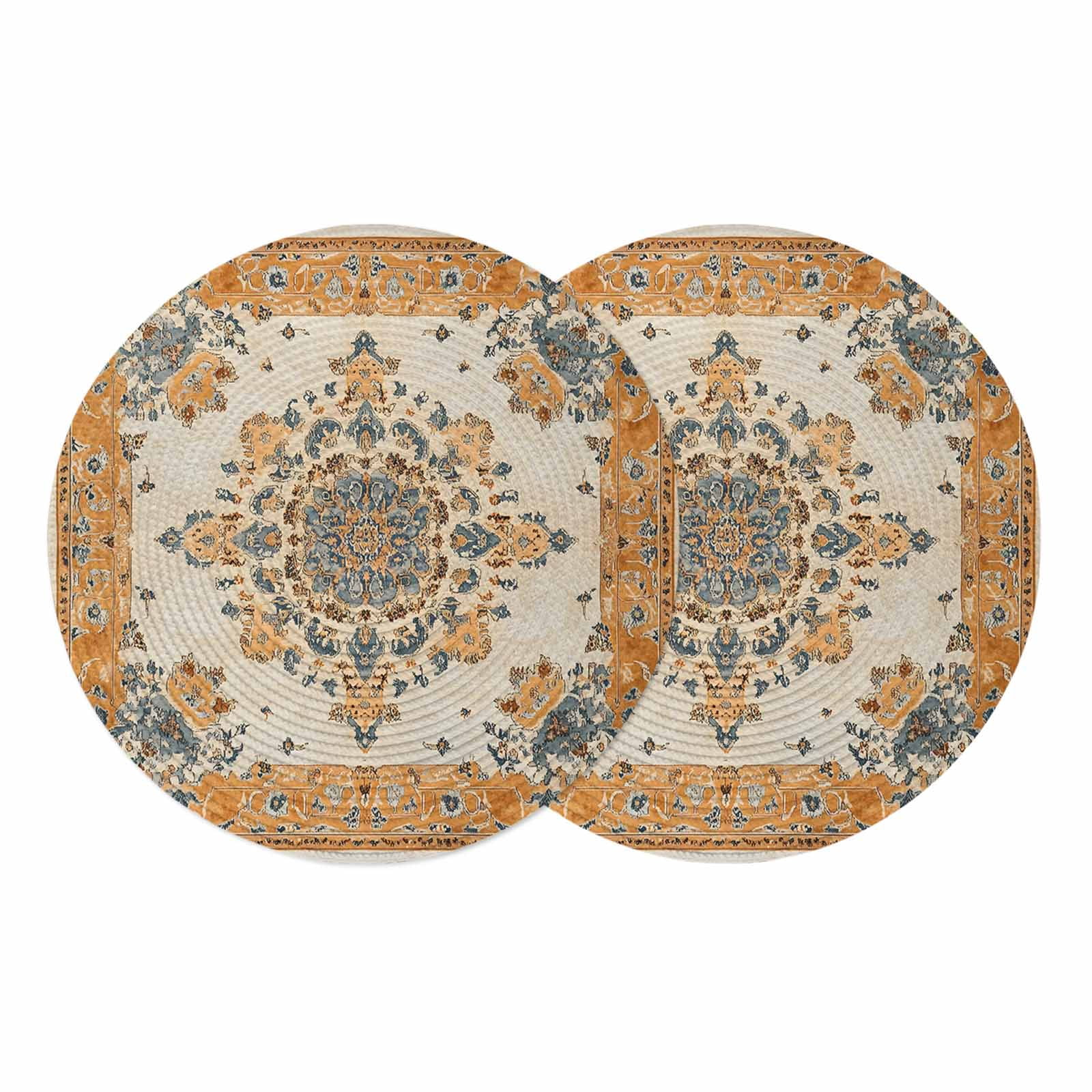 Burnt Orange Boho Round Placemats Set of 2 Southwestern Ethnic ...
