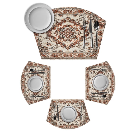 Burnt Orange Boho Round Table Placemats Set of 4 Wedge Placemats ...