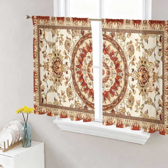 Burnt Orange Boho Semi Sheer Curtains 45 Inch Length 2 Panels Set ...