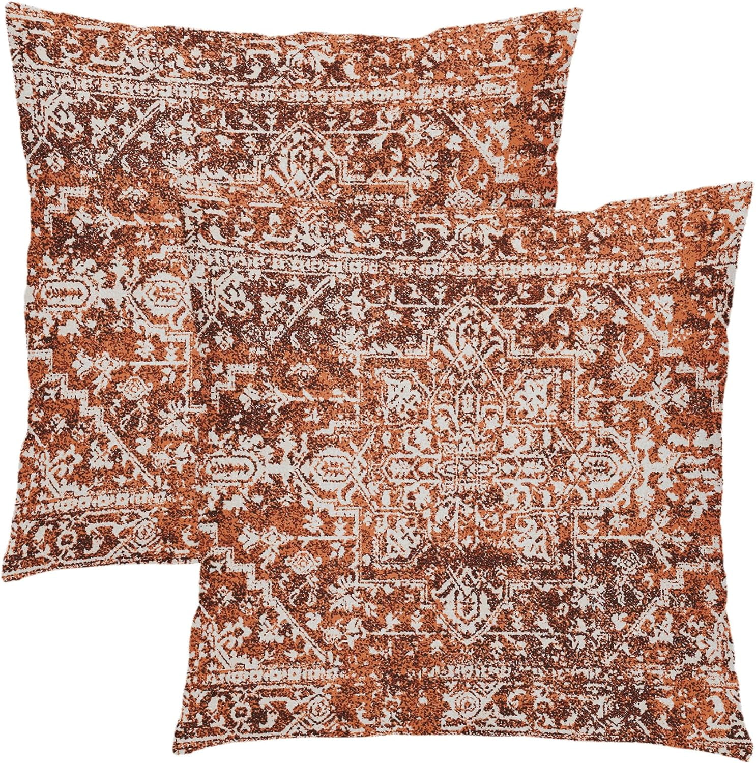 Burnt Orange Boho Throw Pillow Covers 18x18 Inch Bohemian Carpet Ethnic ...