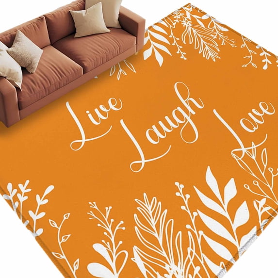 Burnt Orange Botanical Area Rug 5x7 Washable Rug Non Slip Farmhouse ...