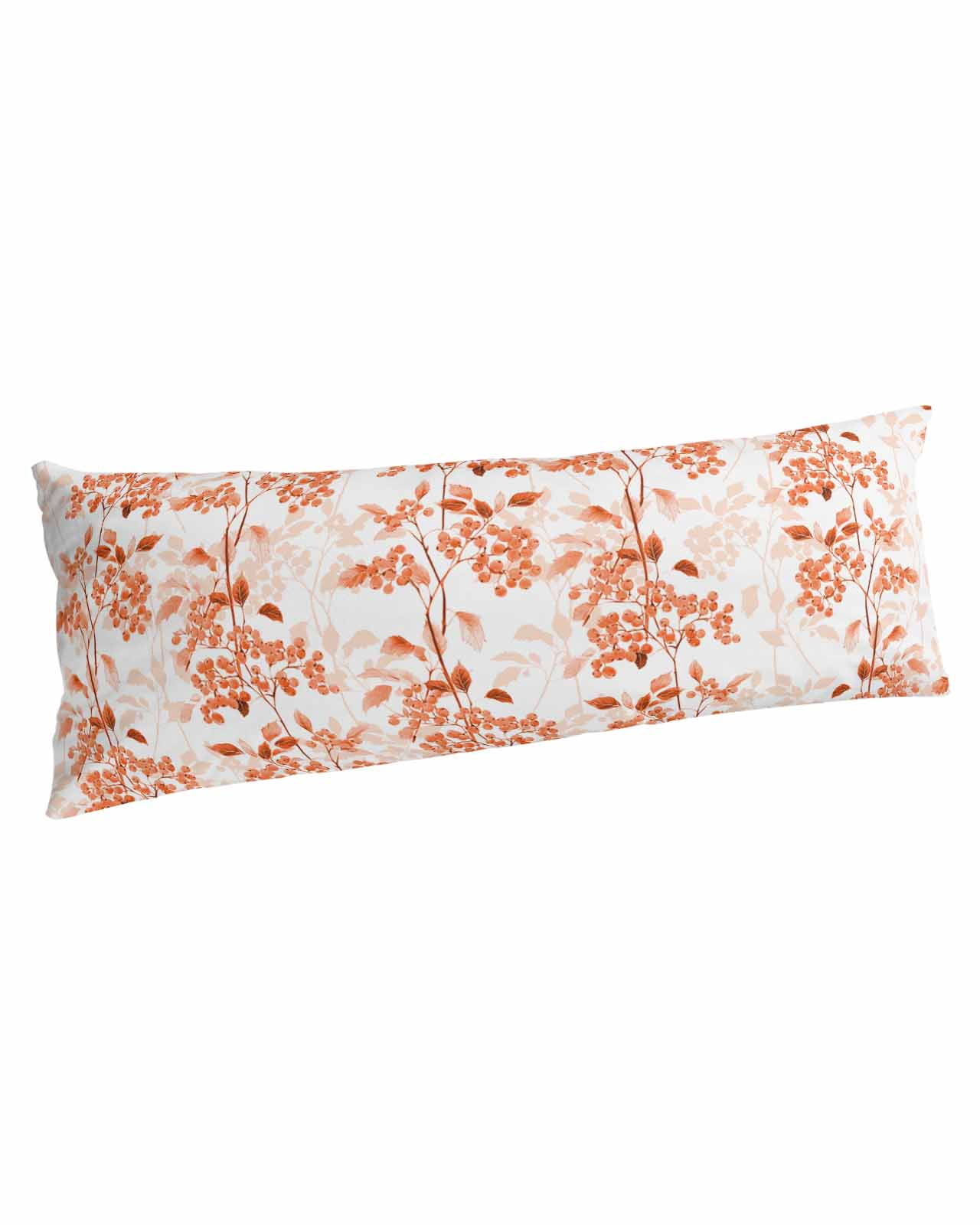 Burnt Orange Botanical Body Pillow Covers, Vintage Nature Flower Soft ...