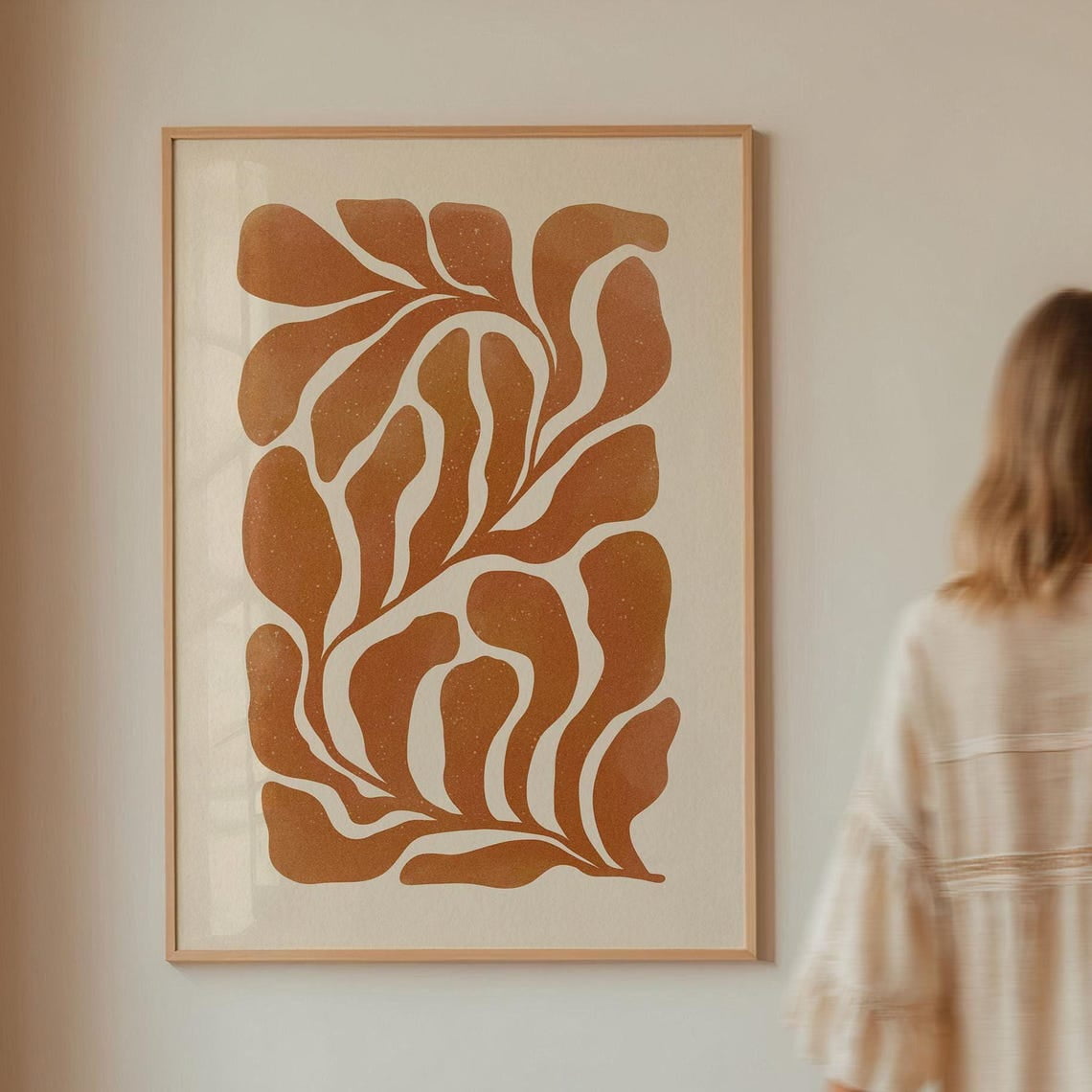 Burnt Orange Botanical Printable Wall Art, Modern Abstract Botanical ...