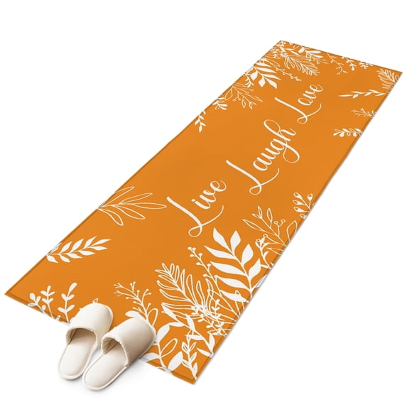 Burnt Orange Botanical Runner Rug 2x6 Washable Kitchen Rug Non-Slip ...