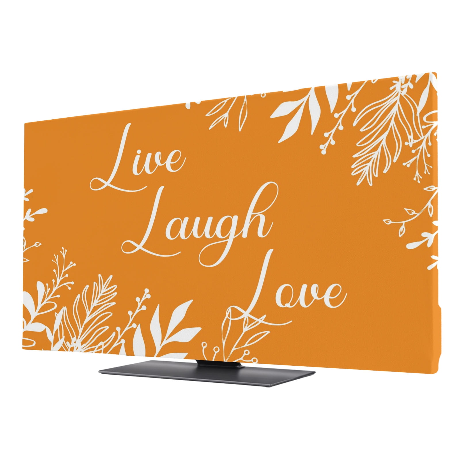 Burnt Orange Botanical TV Cover for 55 Inch Screen, Stretch Fabric ...