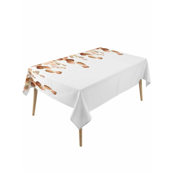 Burnt Orange Botanical Table Cloth, Eucalyptus Leaves Pastoral Floral ...