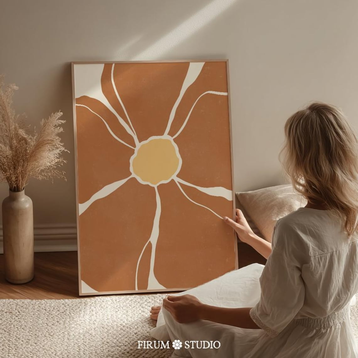 Burnt Orange Botanical Wall Art Printable, Terracotta Flower Poster ...