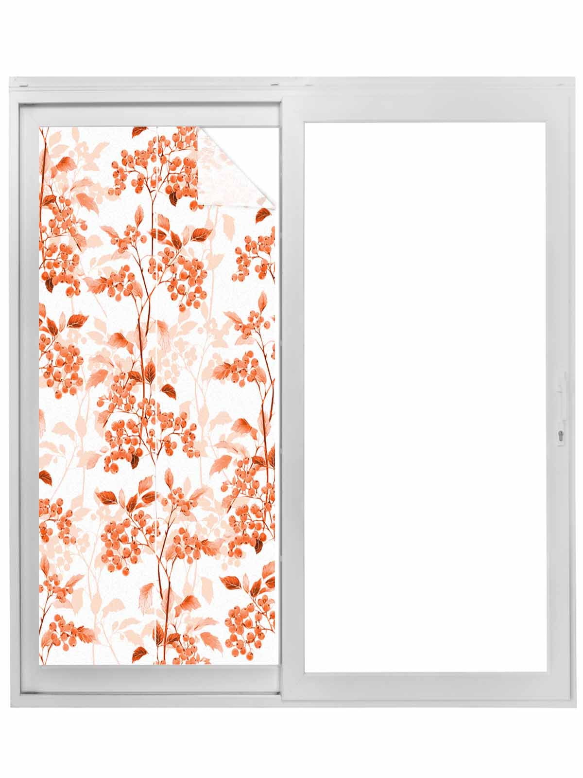 Burnt Orange Botanical Window Privacy Film, Vintage Nature Flower ...