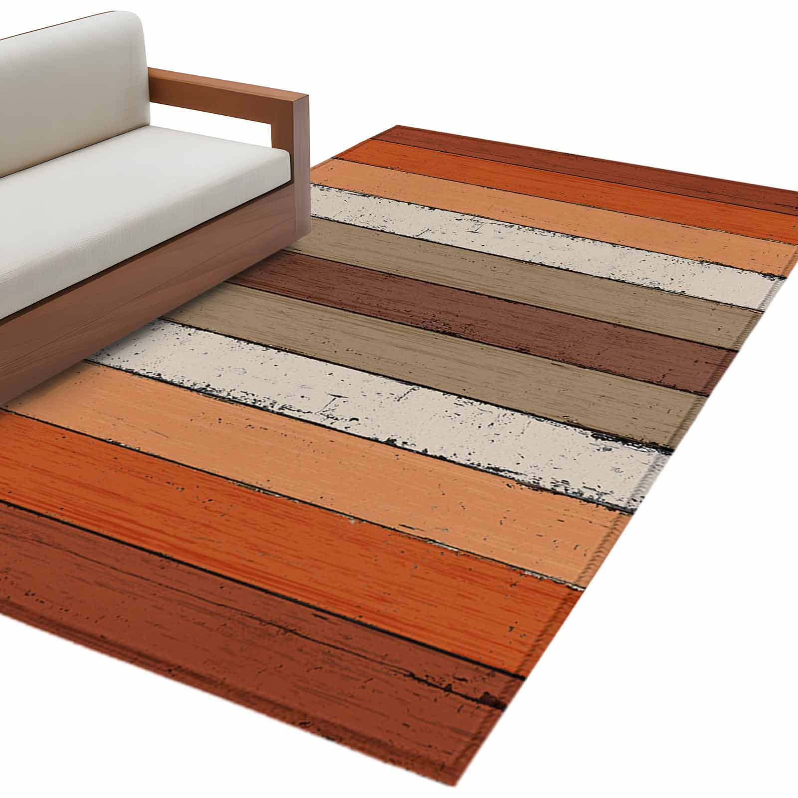 Burnt Orange Brown Area Rug 3x5 FT, Non Slip Entryway Bedside Carpet ...