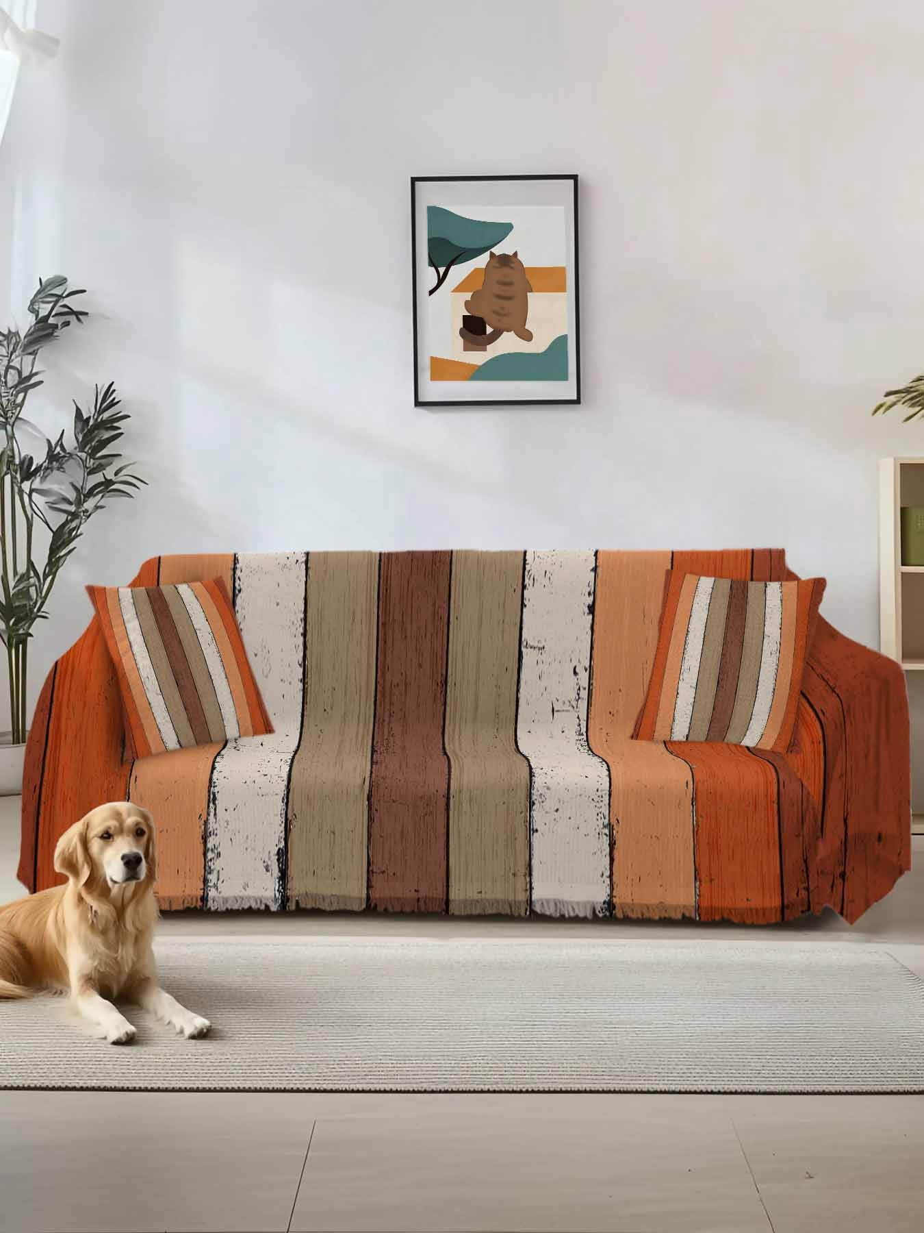 Burnt Orange Brown Couch Cover Sofa Covers 3 Cushion Sectional Couch ...