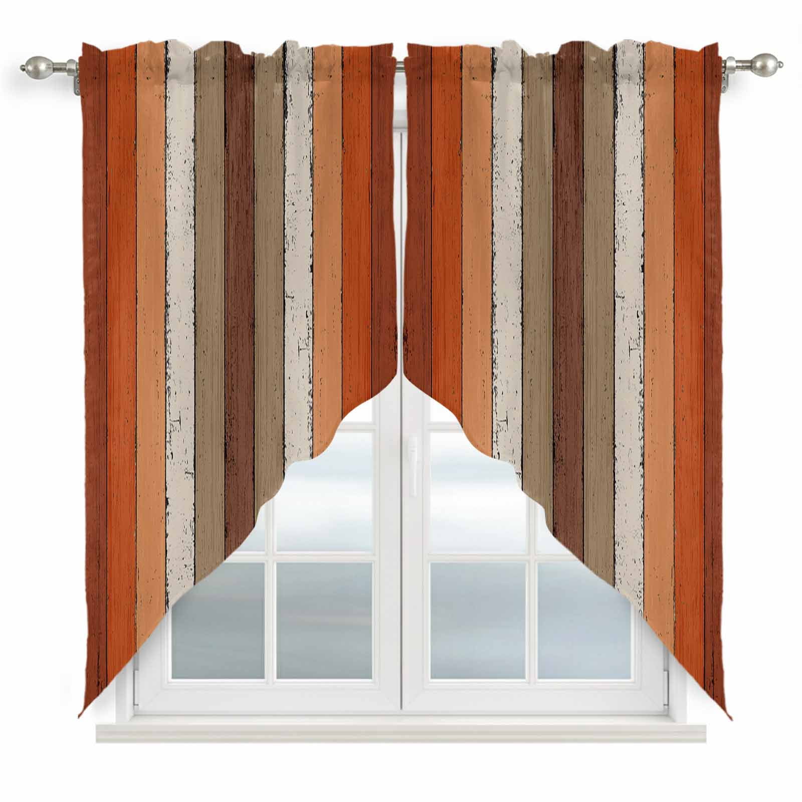 Burnt Orange Brown Kitchen Window Curtains, Swag Curtains Valance for ...