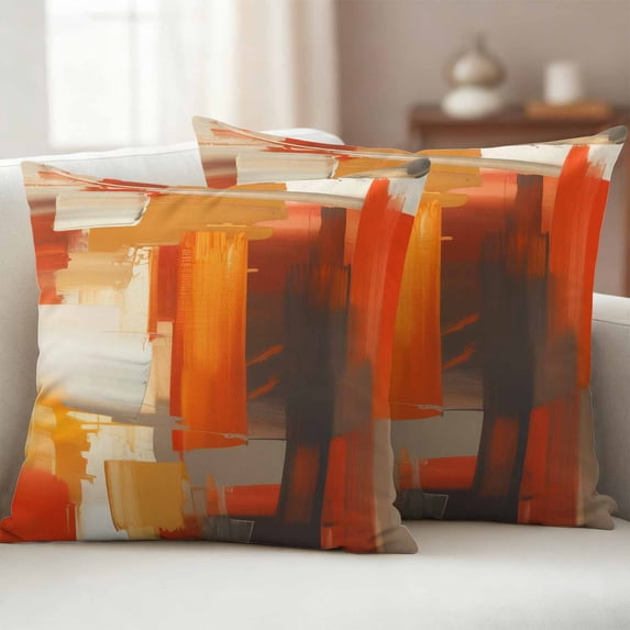 Burnt Orange Brown Outdoor Waterproof Throw Pillow Covers 18x18 Set of ...