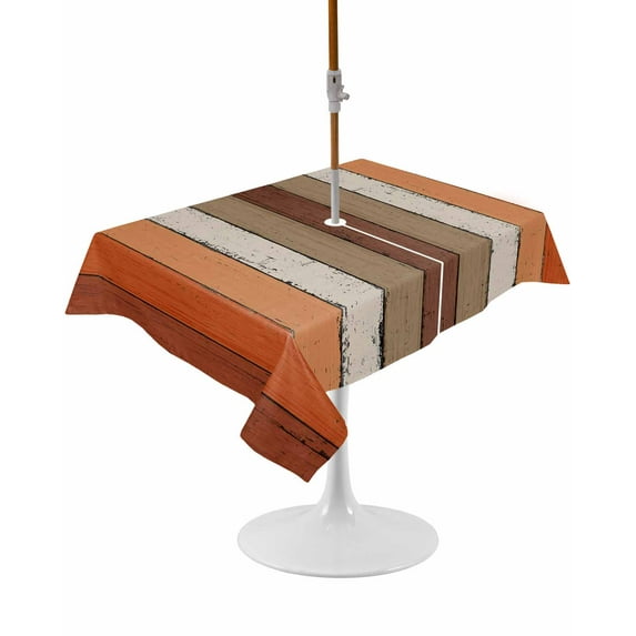 Burnt Orange Brown Rectangle Outdoor Tablecloth, Waterproof Table Cloth ...