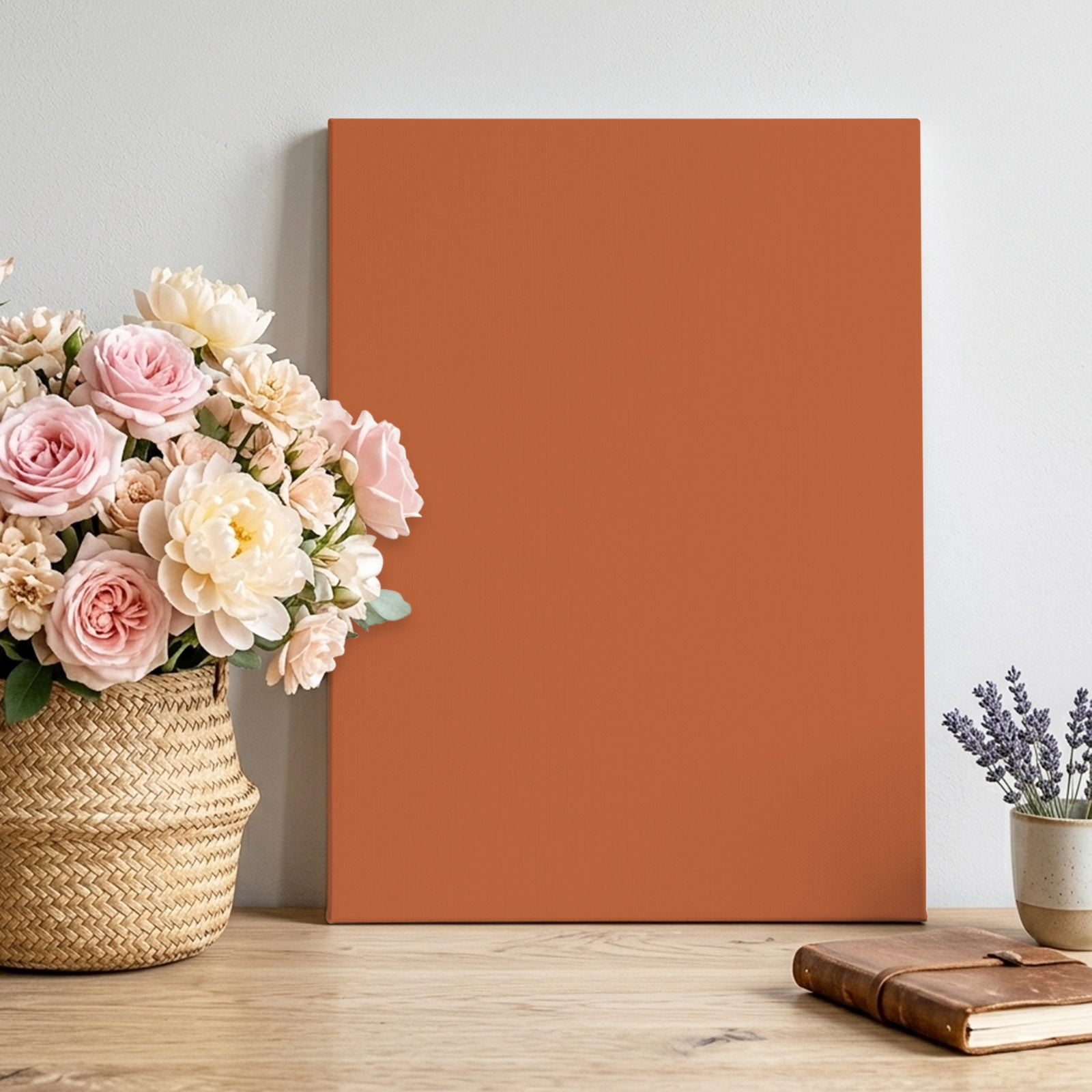 Burnt Orange Canvas Wall Art for Living Room, Modern Solid Color Poster ...