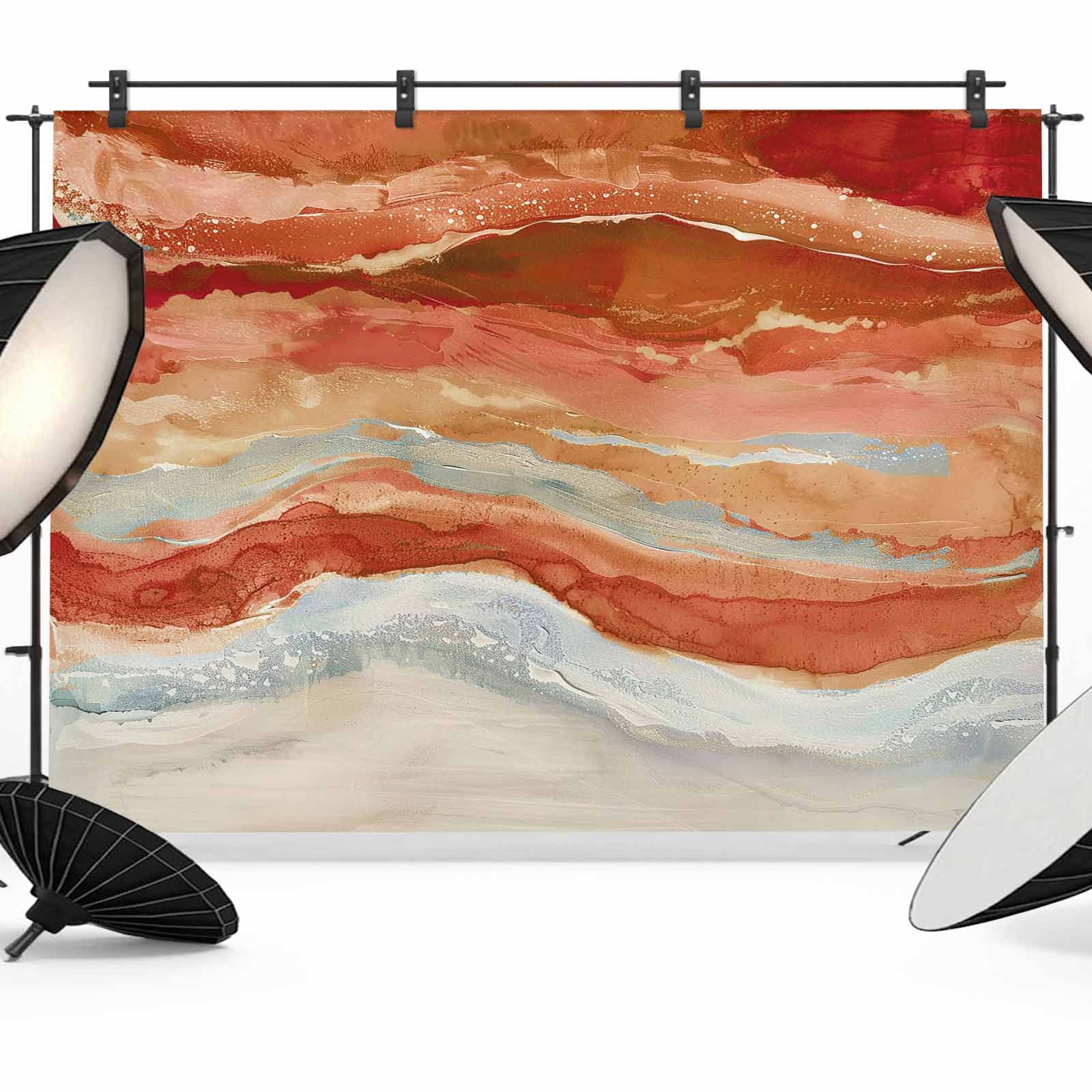 Burnt Orange Coastal Backdrop for Photography,Fabric Photo Background ...