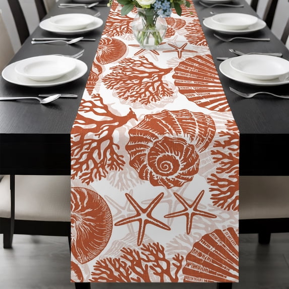 Burnt Orange Coastal Starfish Table Runner 120 Inches Long,Dining Table ...