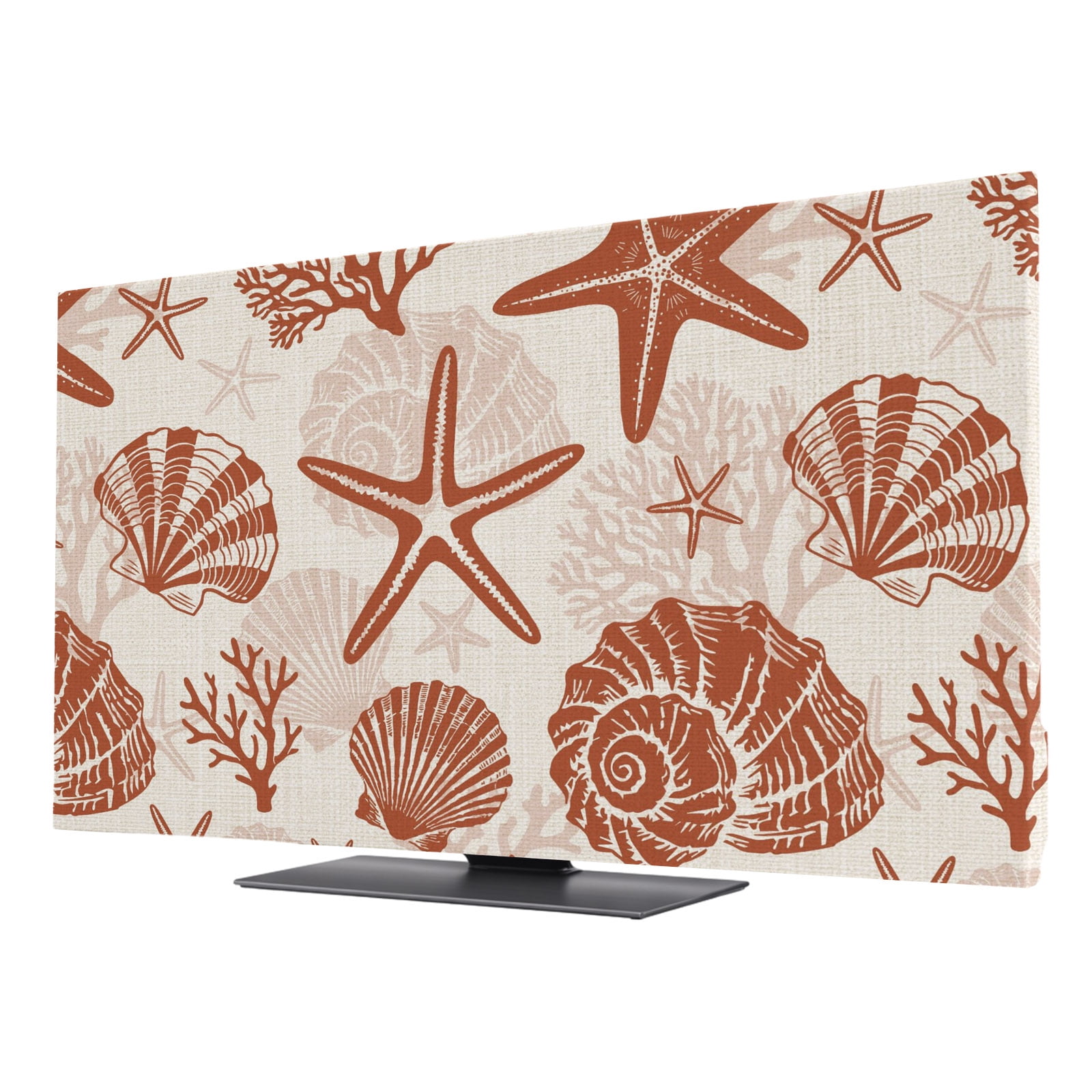 Burnt Orange Coastal Summer TV Cover for 65 Inch Screen,Stretch Fabric ...