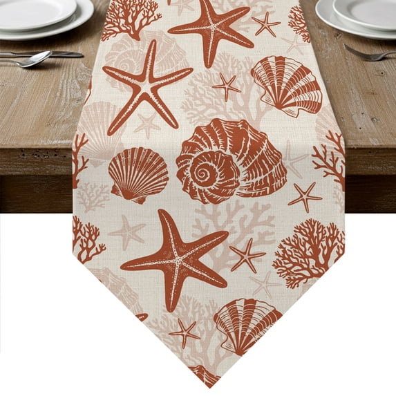 Burnt Orange Coastal Summer Table Runner Linen Burlap Table Runner 72 ...