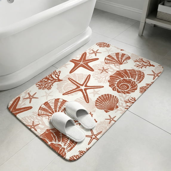 Burnt Orange Coastal Summer Washable Area Rugs for Living Room Bedroom ...