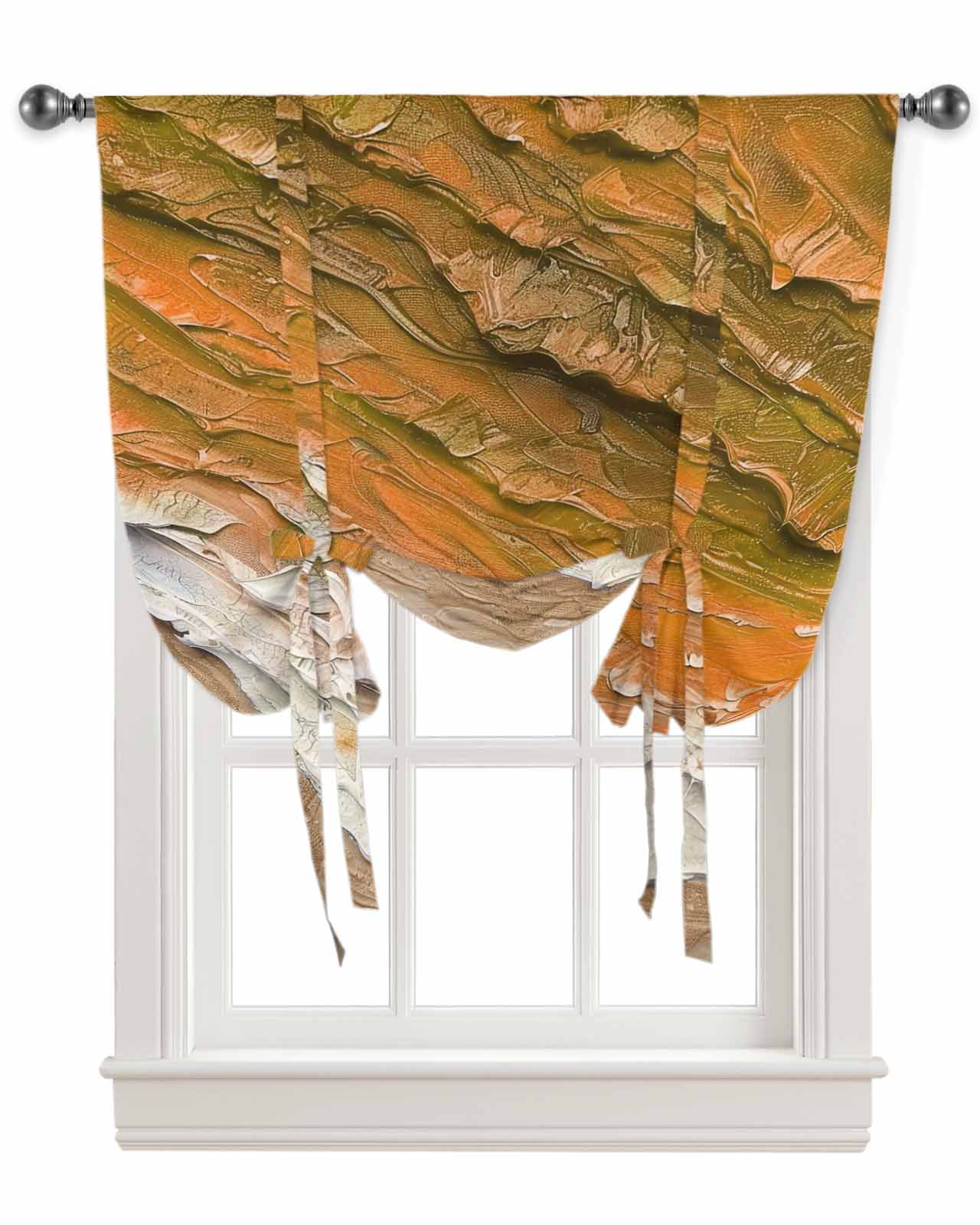 Burnt Orange Coastal Tie Up Curtains for Kitchen Bathroom Bedroom ...