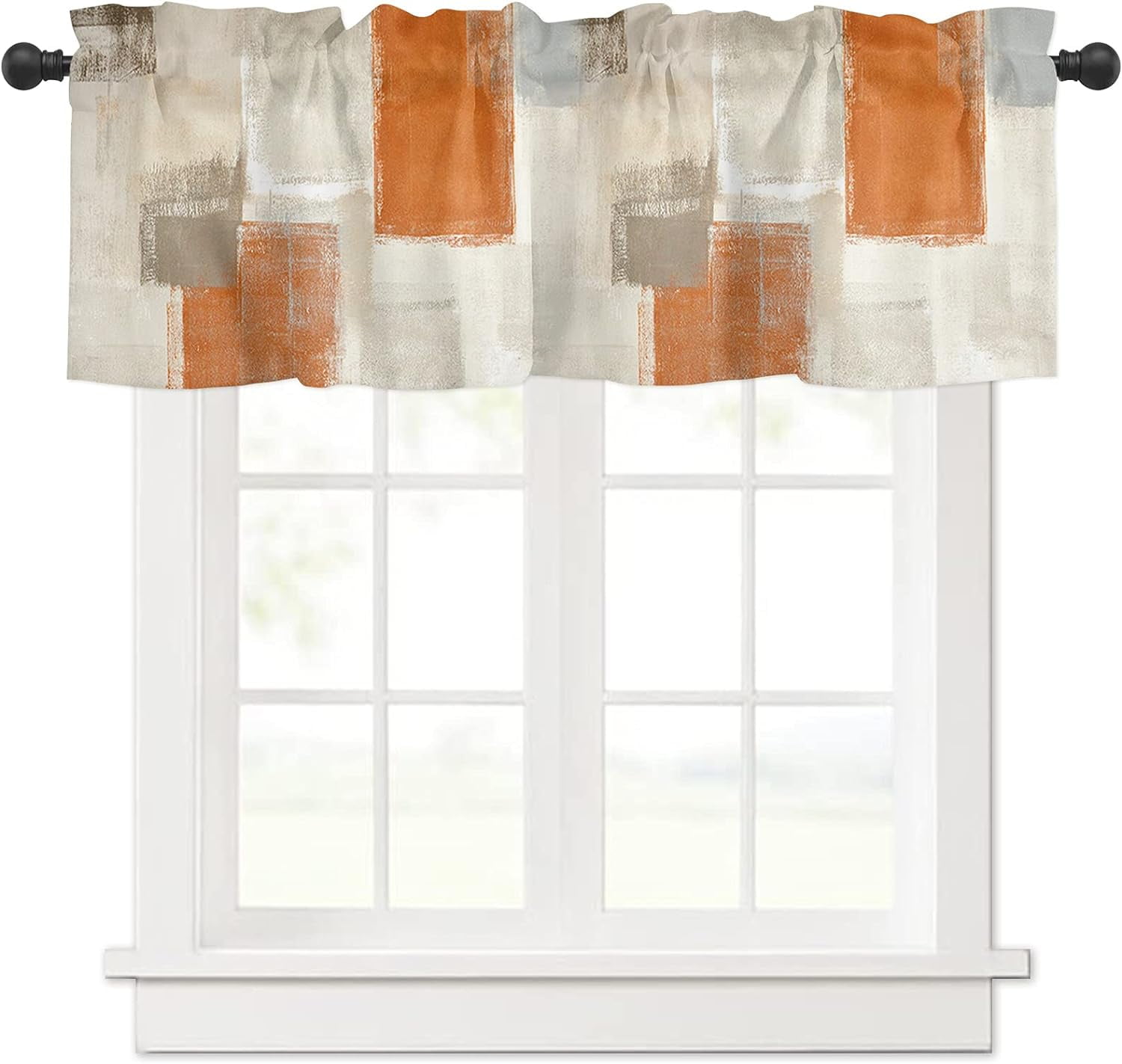Burnt Orange Curtain Valance Window Treatment Burnt Orange Brown Gray ...