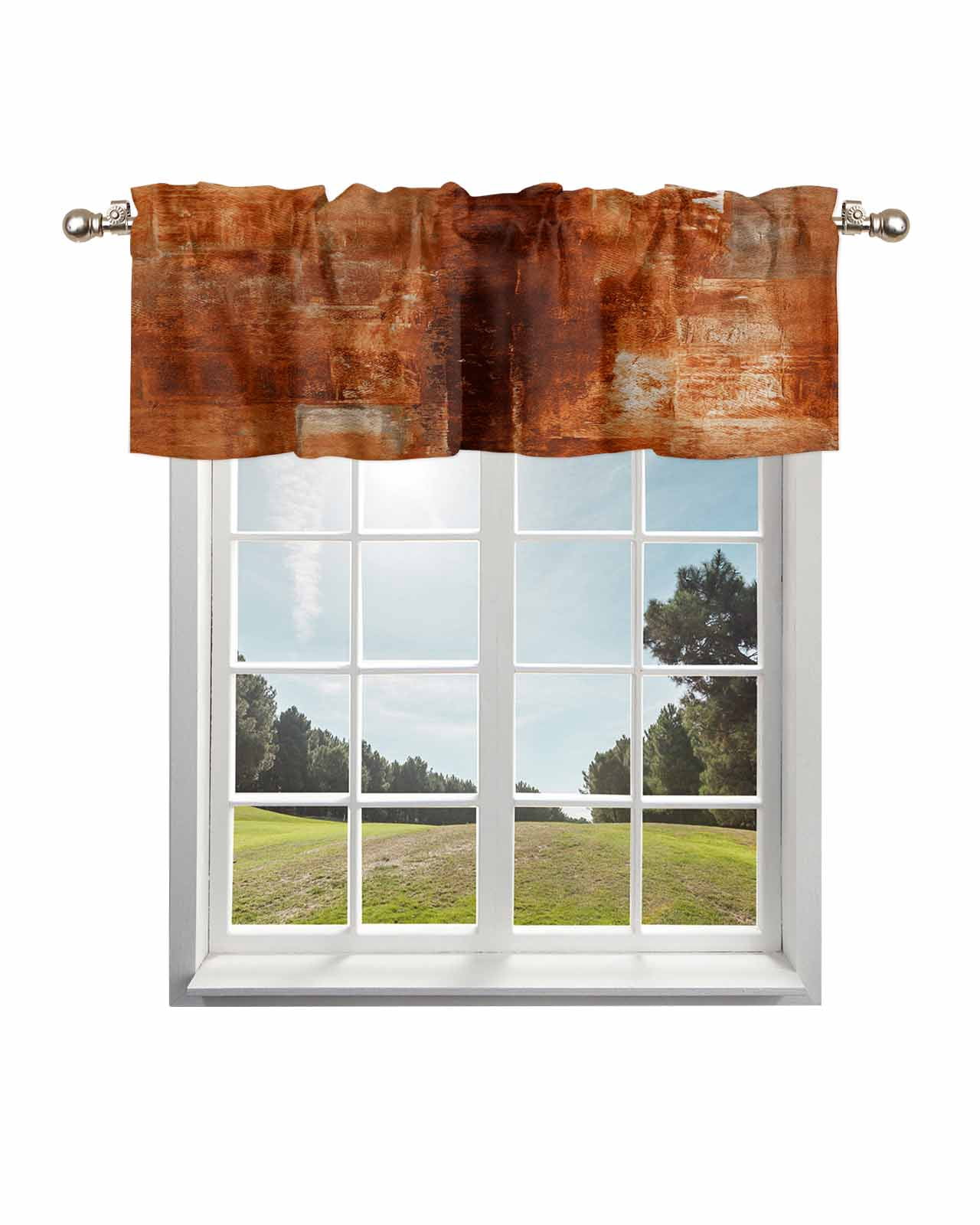 Burnt Orange Curtain Valance for Windows/Living Room/Kitchen/Bathroom ...