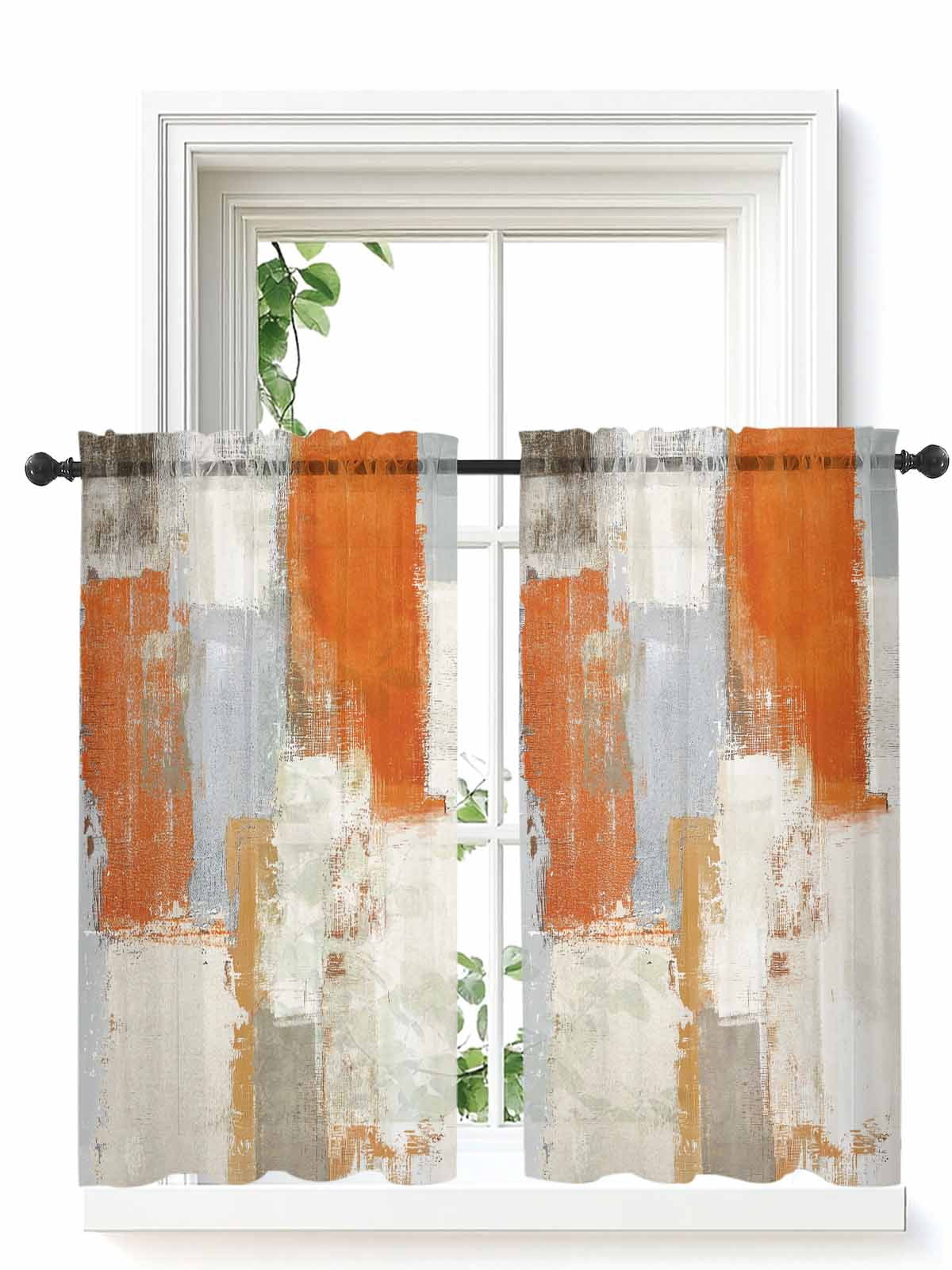 Burnt Orange Curtains 45 Inch Length,Sheer Curtains for Bedroom Living ...