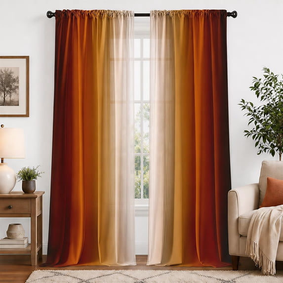 Burnt Orange Curtains 84 Inch Length for Living Room 2 Panel Set and ...