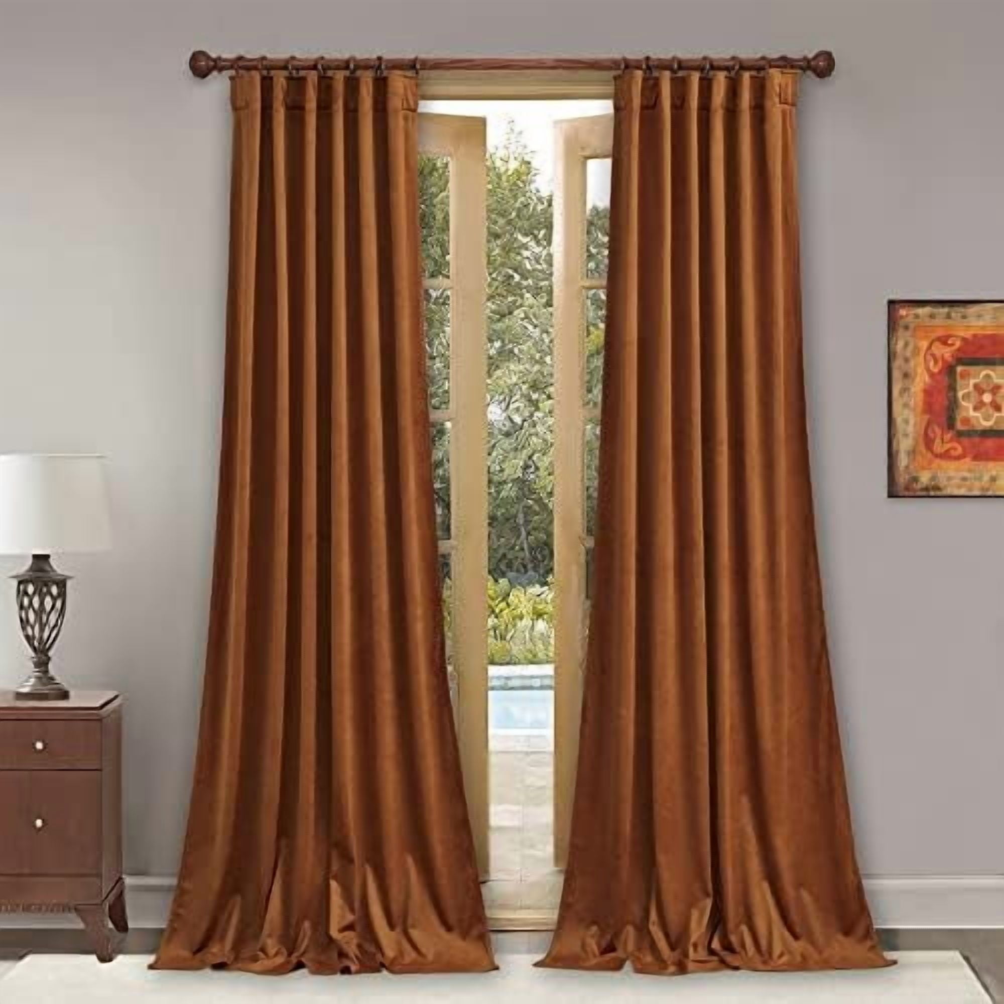 Burnt Orange Curtains 94 inches Long Fall Autumn Decor Back Tab ...