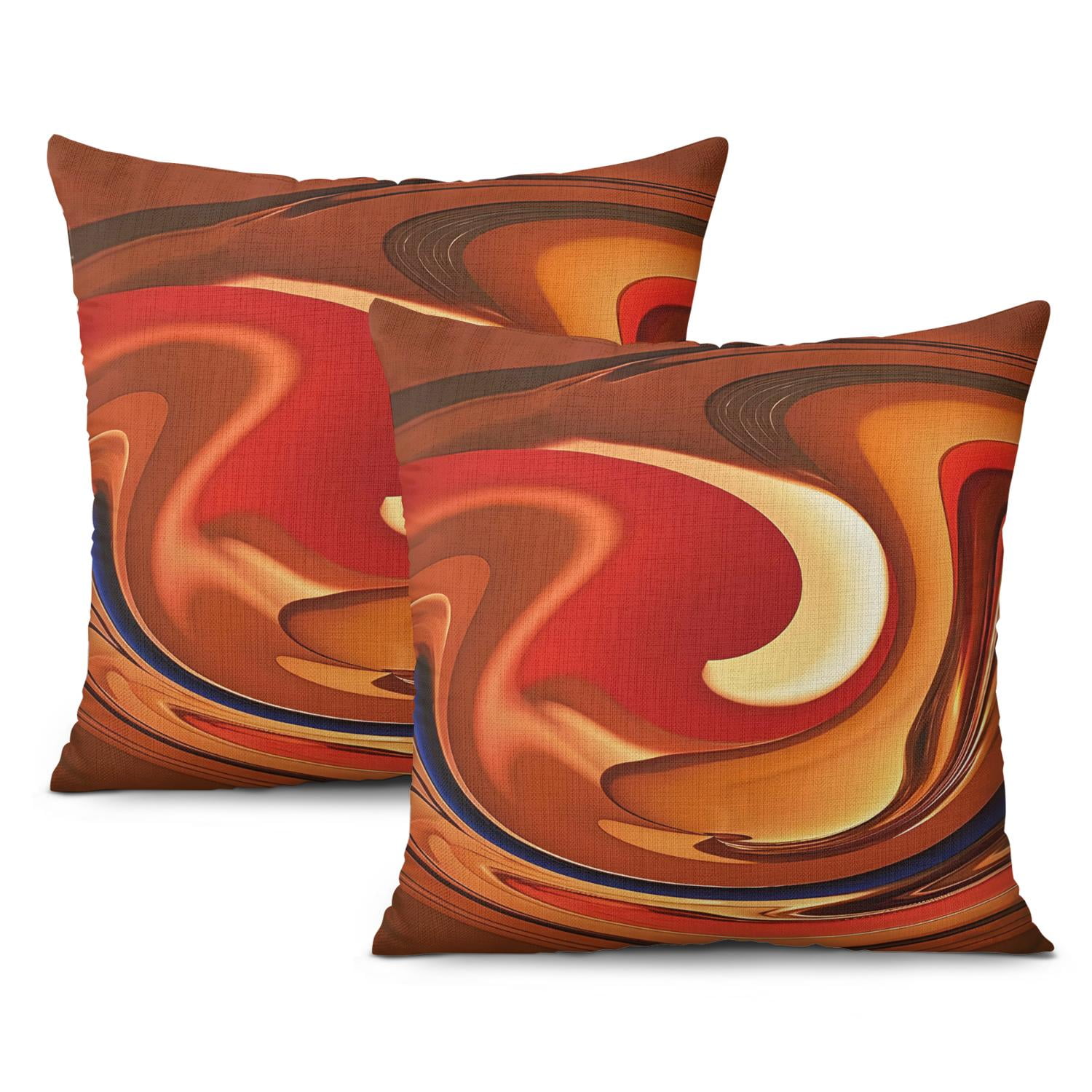 Burnt Orange Decorative Throw Pillow Covers 18x18 Taupe Abstract Art ...