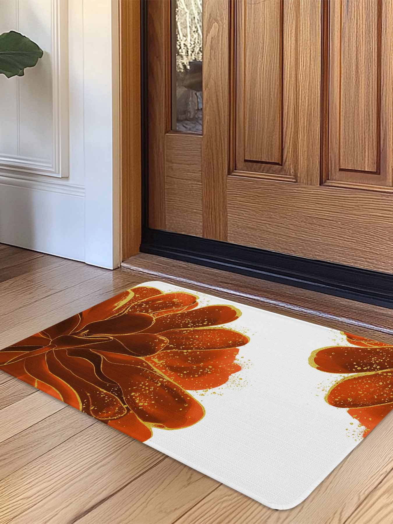 Burnt Orange Door Mat Indoor Outdoor Entrance, Non Slip Rug for Kitchen ...
