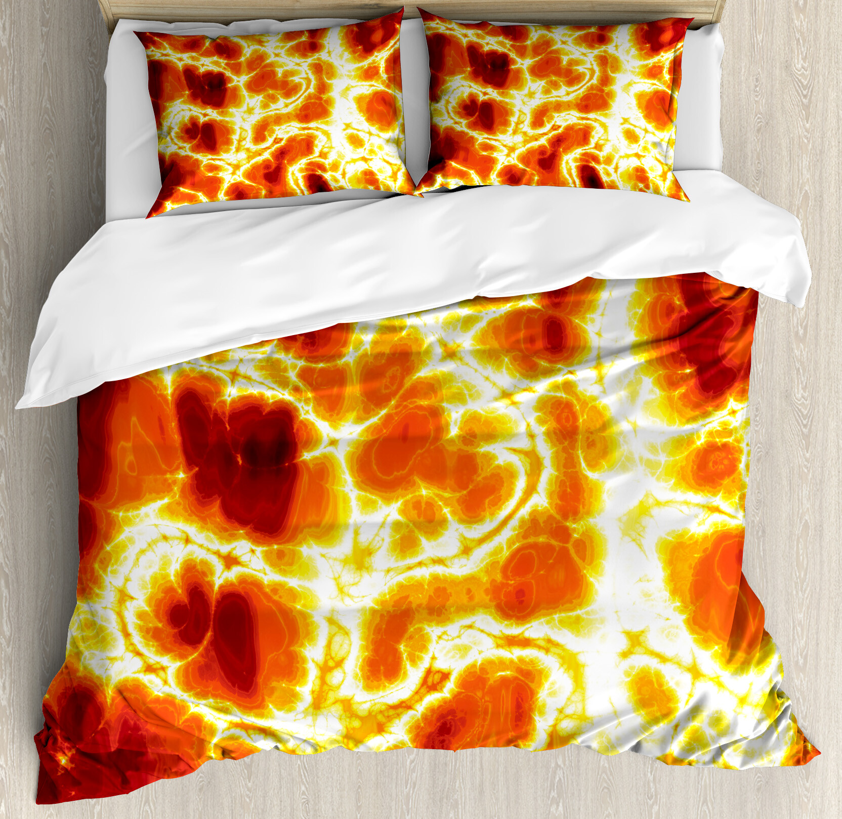 Burnt Orange Duvet Cover Set, Hot Lava Texture Bursting Volcanic Heated ...