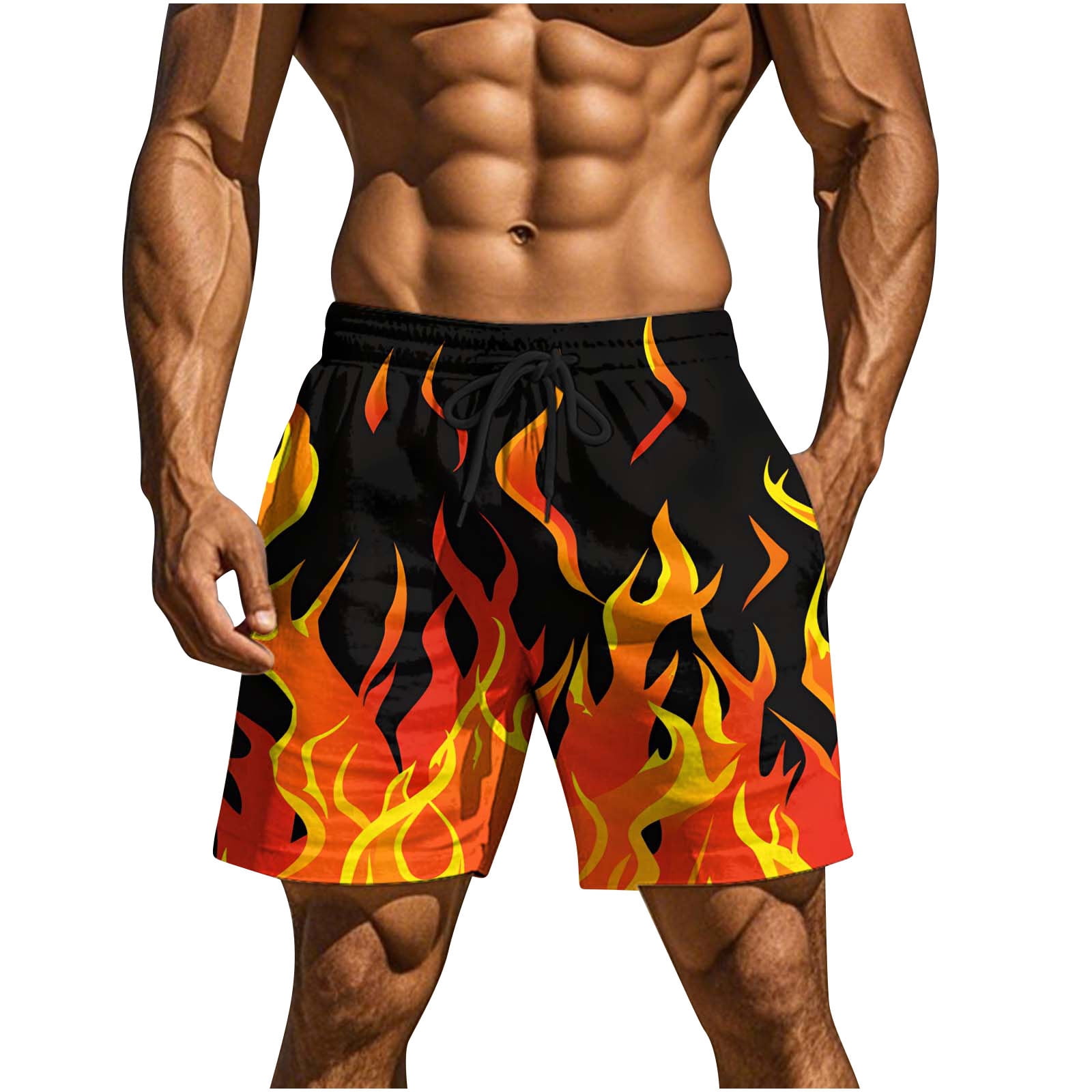 Burnt Orange Fire Graphic for Mens Summer Fall Work Out Athletic Beach ...