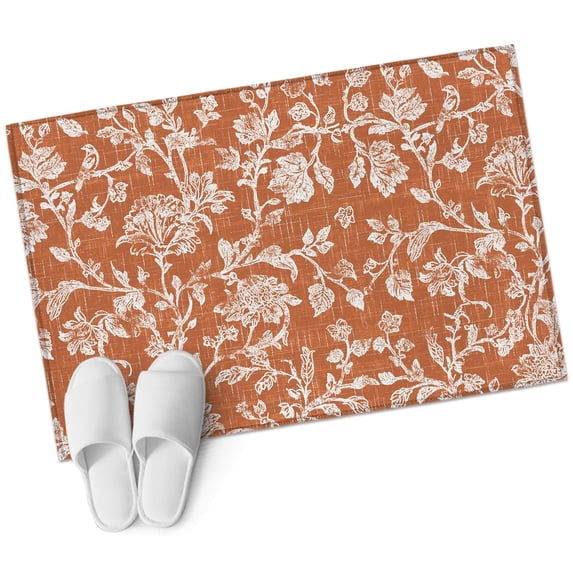 Burnt Orange Flower Washable Small Entryway Area Rugs 2'x3', Pastoral ...