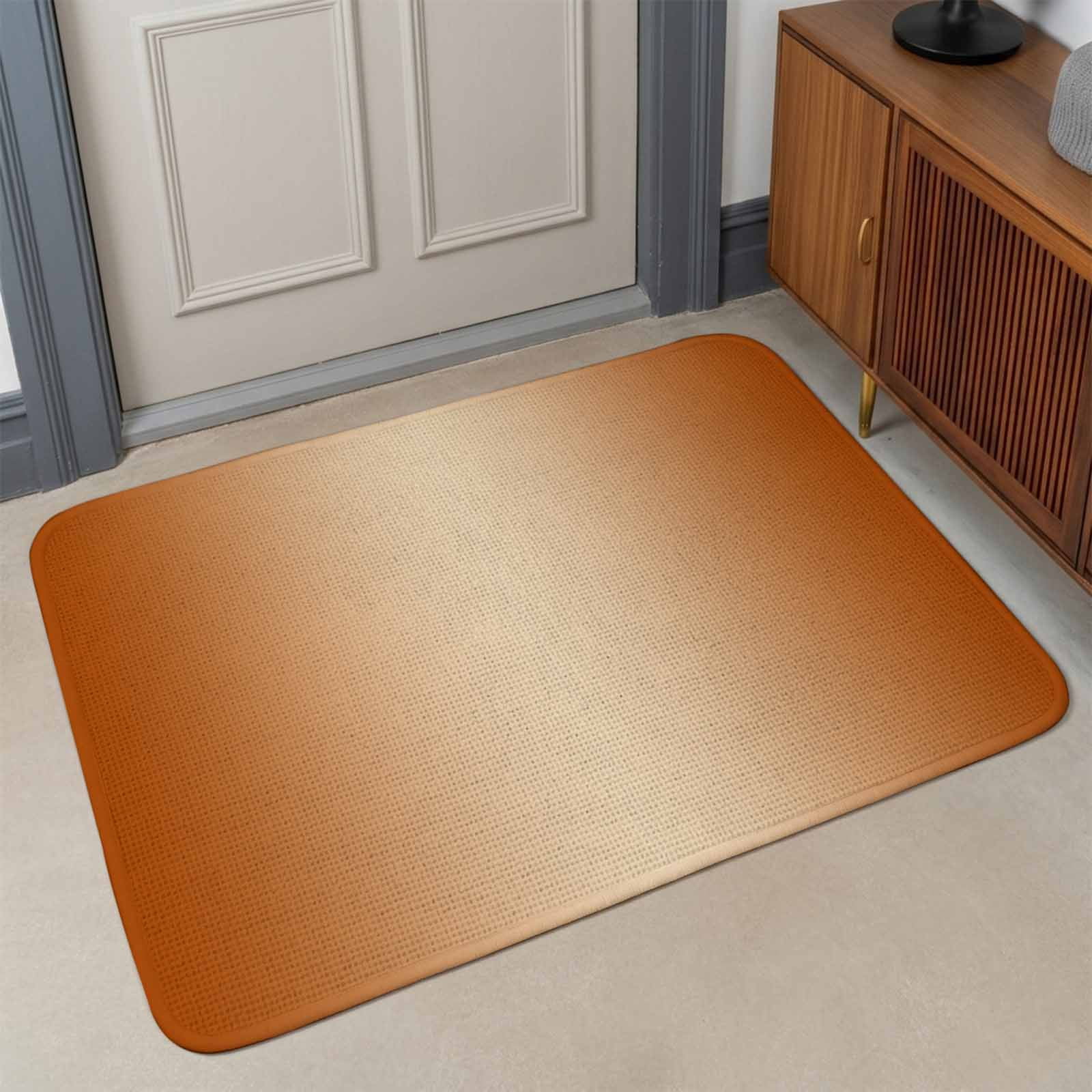 Burnt Orange Front Door Mat Indoor Entrance, Ombre Solid Color Gradient ...