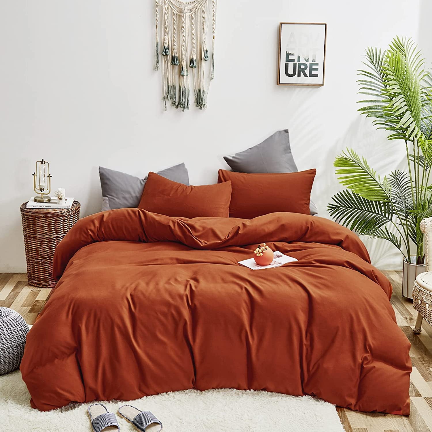 Burnt Orange Full Comforter Set 3Pcs Terracotta Bedding Comforter Sets Rust Full Comforter ...