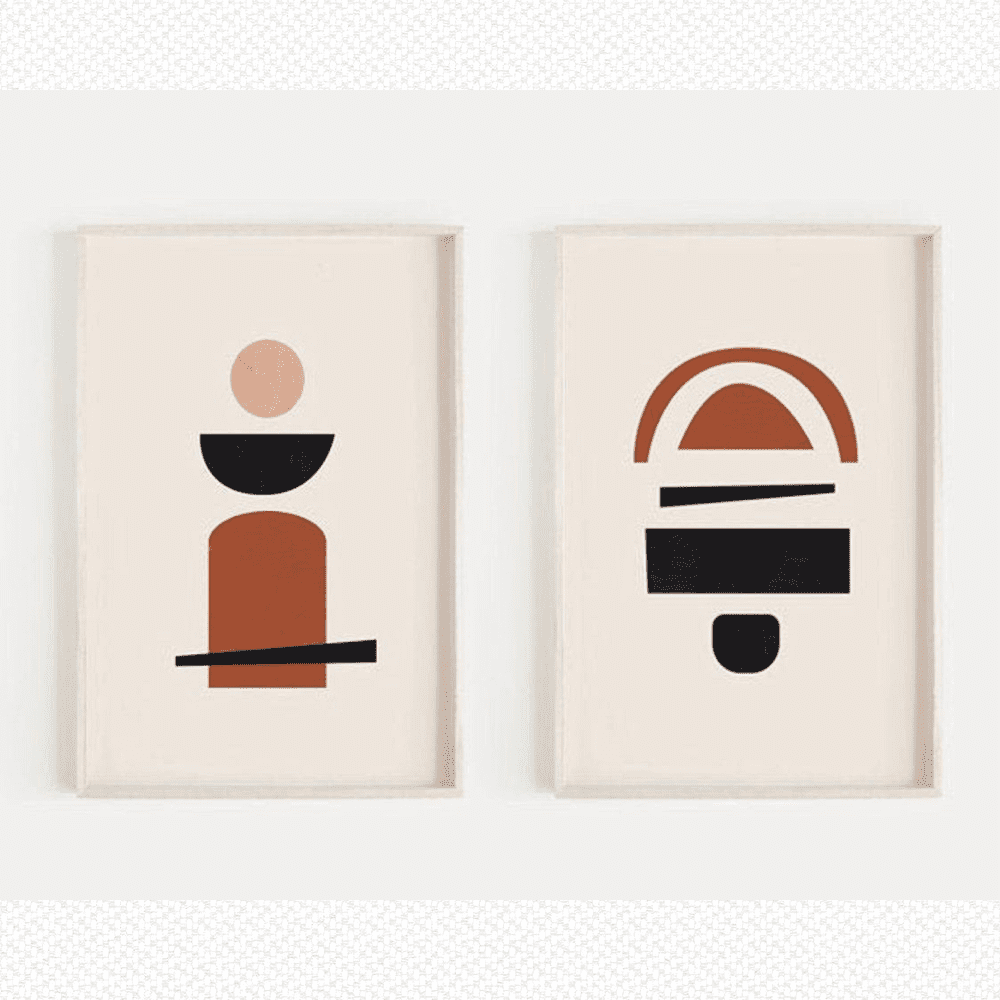 Burnt Orange Geometric Abstract Mid Century Poster Prints , Poster Only ...