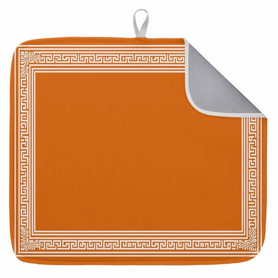 Burnt Orange Geometric Dish Drying Mat for Kitchen Counter, Country ...