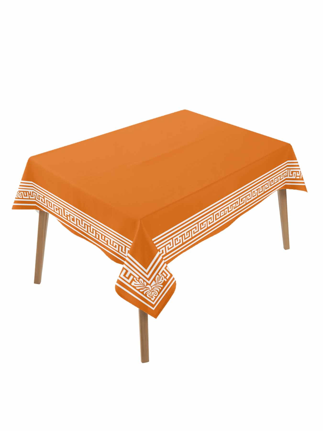 Burnt Orange Geometric Rectangle Tablecloth, Country Greece Key Art ...