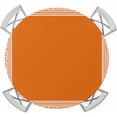 Burnt Orange Geometric Round Fitted Tablecloth with Elastic Edge, White ...