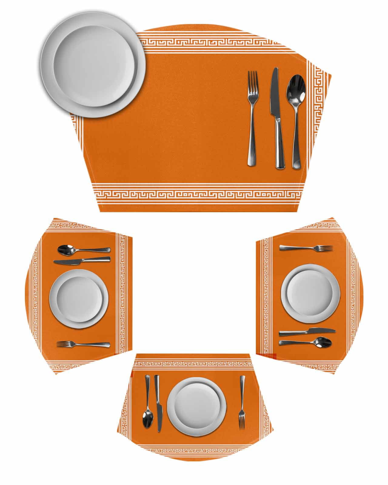 Burnt Orange Geometric Round Table Placemats Set of 6 Wedge Placemats ...
