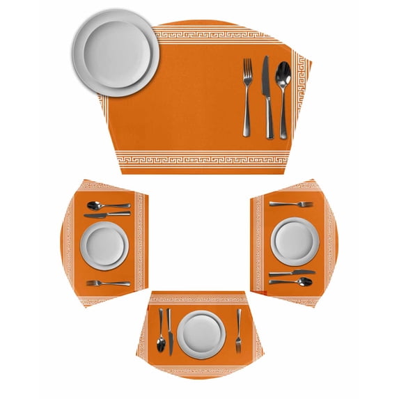 Burnt Orange Geometric Round Table Placemats Set of 6 Wedge Placemats ...