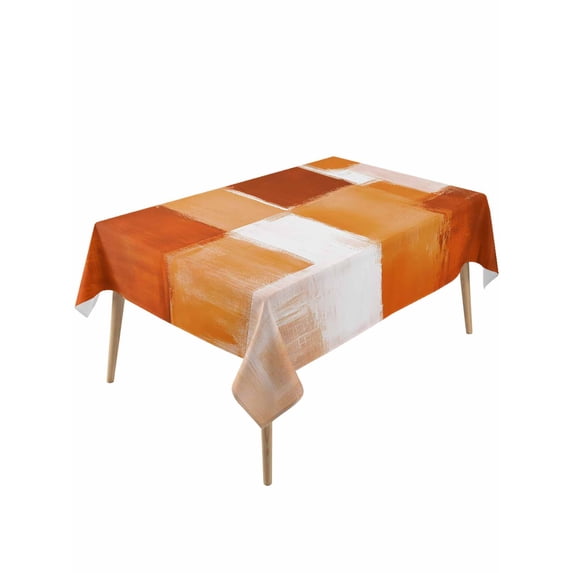 Burnt Orange Geometric Table Cloth, Waterproof Tablecloth for Rectangle ...