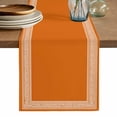Burnt Orange Geometric Table Runner, Country Greece Key Art Washable ...
